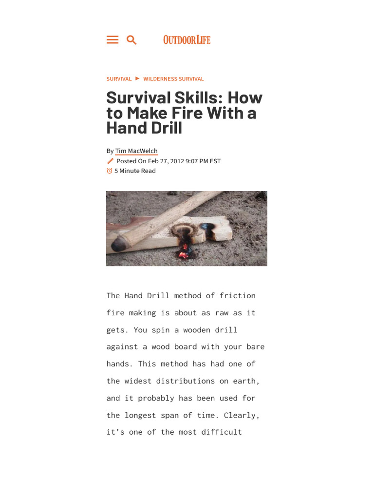 Survival Skills - How To Make Fire With A Hand Drill | PDF