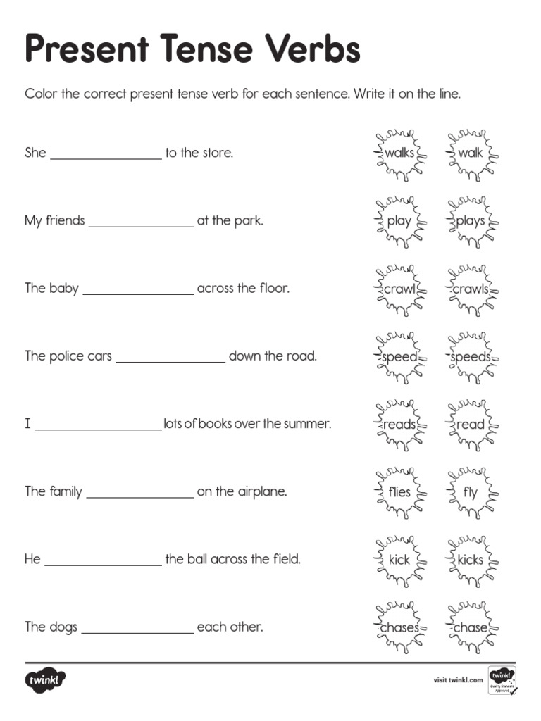 Present Tense Verbs Complete The Sentence Activitiess | PDF
