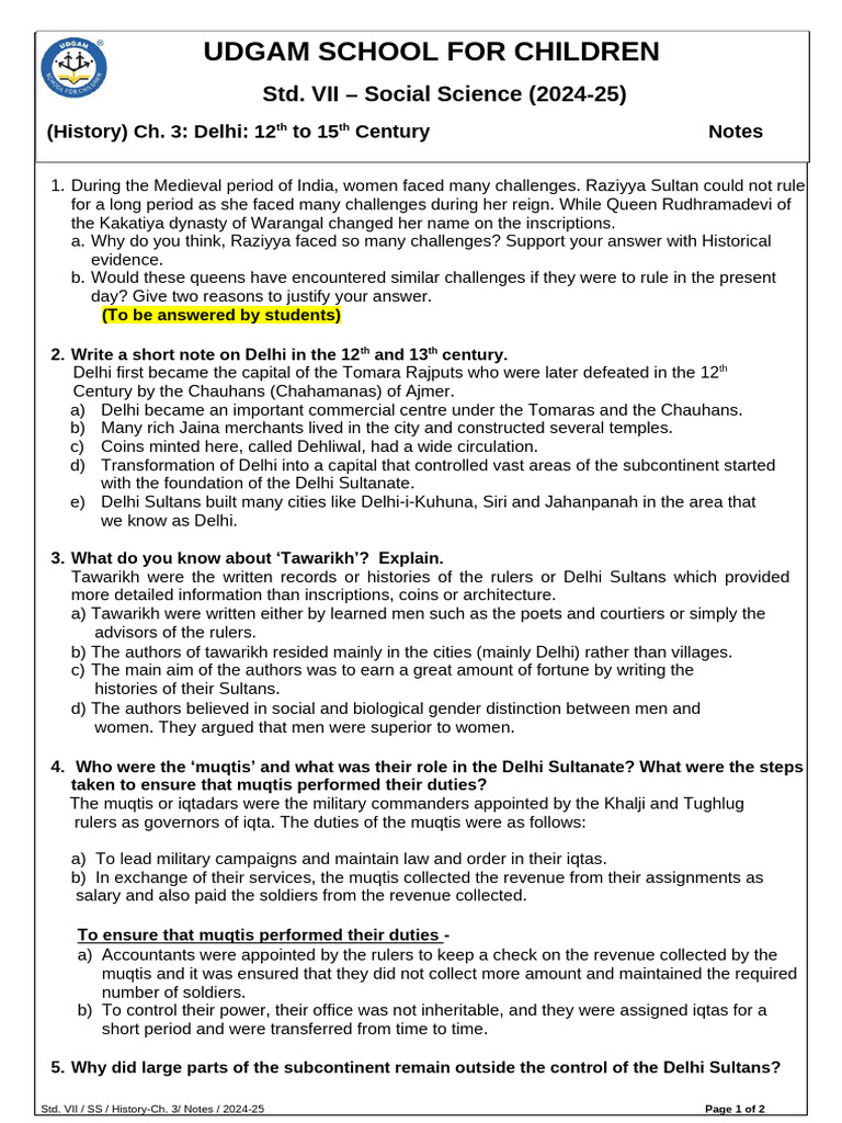 Ss ch3 History 7th | PDF