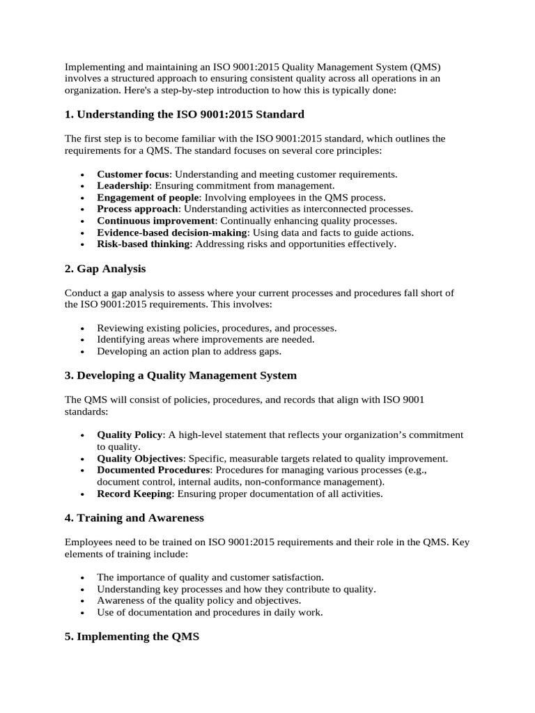 Implementing and Maintaining An ISO 9001 | PDF