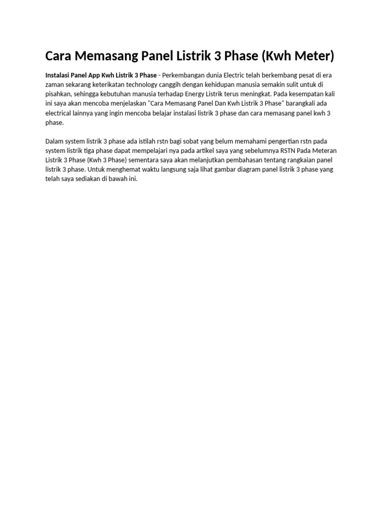 Cara Memasang Panel Listrik 3 Phase | PDF | Computers | Technology ... Cara Memasang Panel Listrik 3 Phase | PDF | Computers | Technology ...
