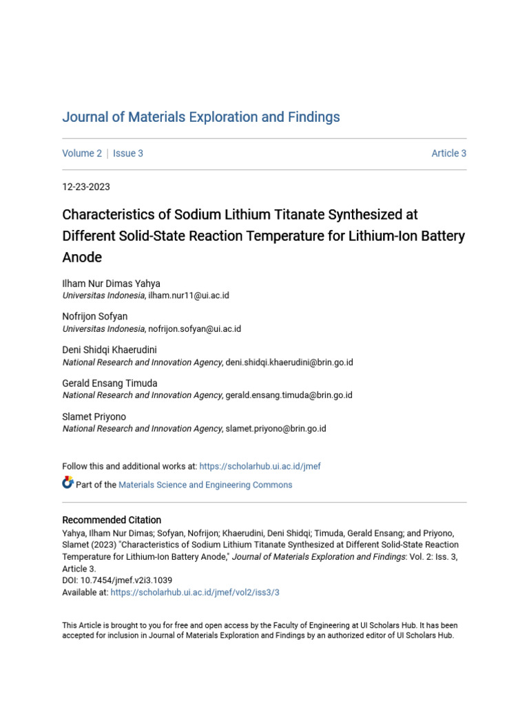 Characteristics of Sodium Lithium Titanate | PDF