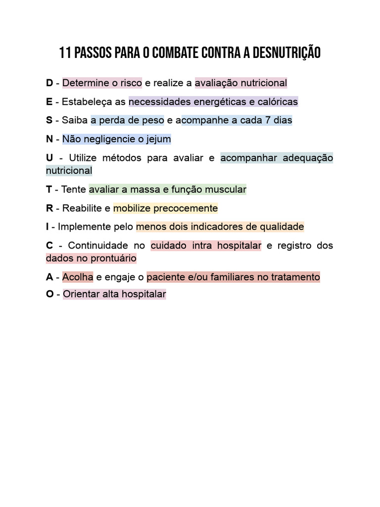 11 Passos para o Combate Contra A Desnutrição | PDF