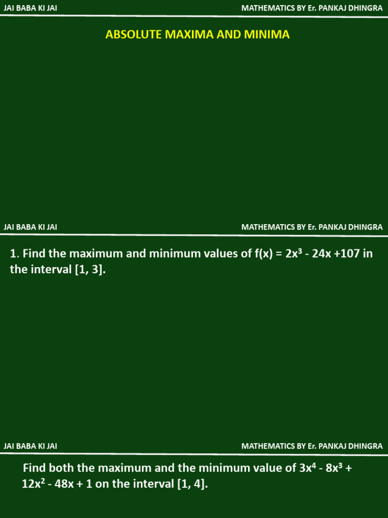 Application of Maxima and Minima 2024 | PDF