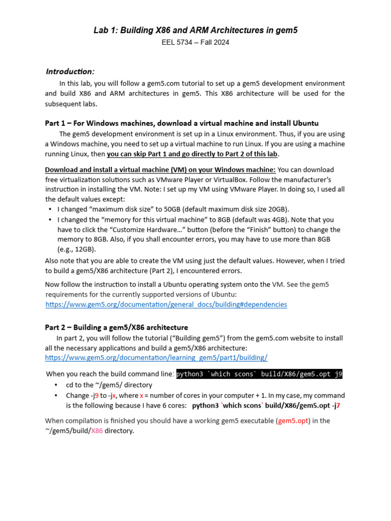 Lab1-Building-gem5-CPU-Archtectures | PDF
