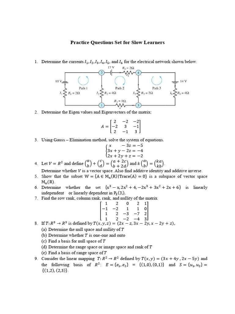 Practice Question Set For Slow Learners | PDF