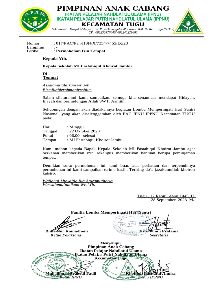 017-018 Surat Permohonan Dan Pemberitahuan | PDF