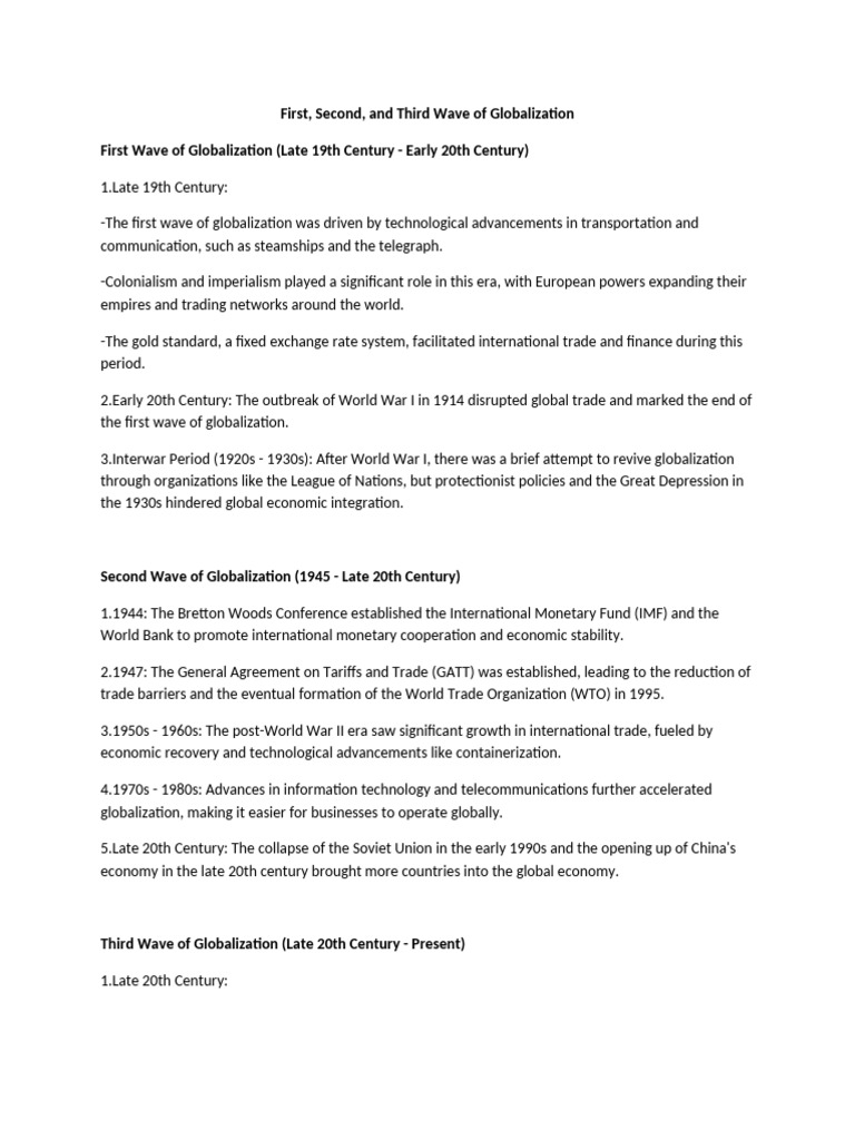 Globalization Timeline (First, Second, Third Wave) | PDF ...