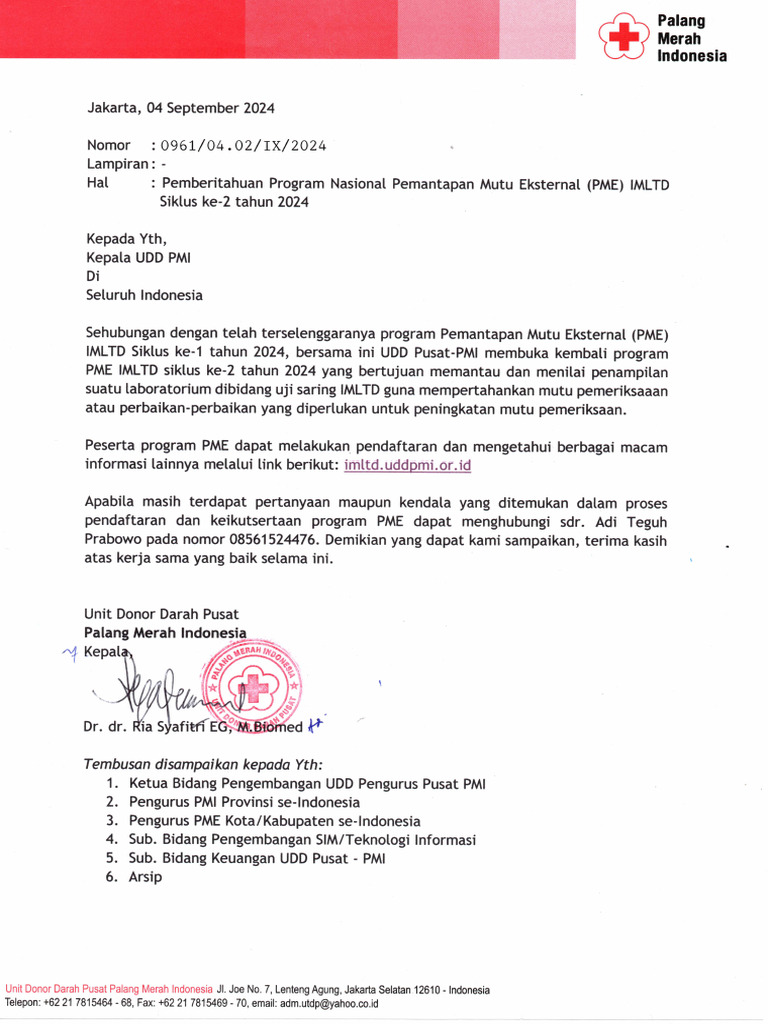 Surat Edaran PME IMLTD Siklus-2 2024 | PDF