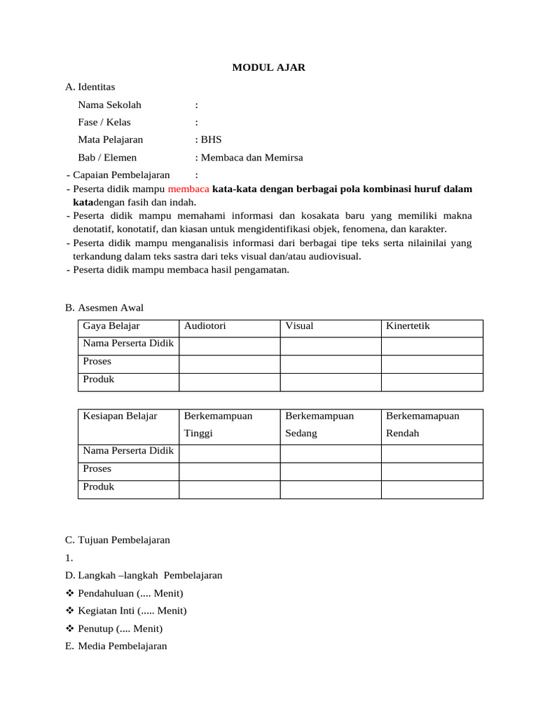 Draf Modul Ajar | PDF