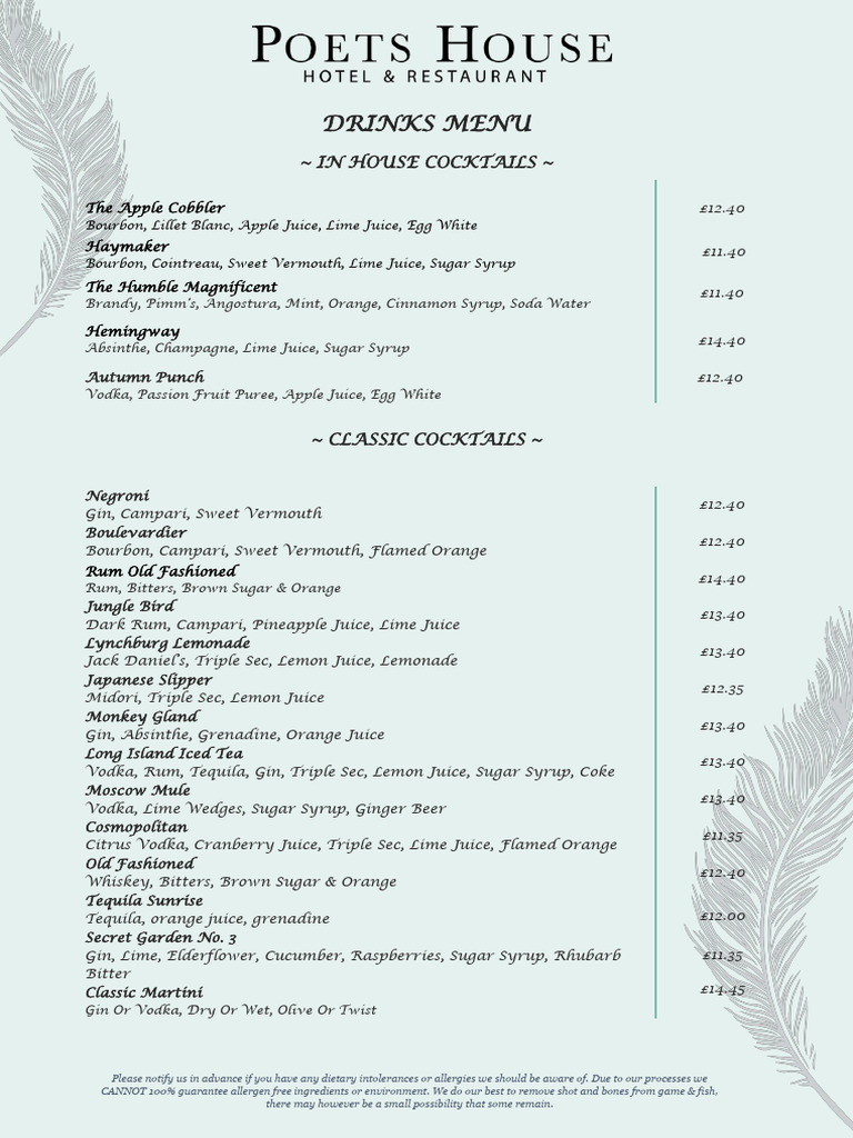 Autumn Bar Drinks Menu | PDF