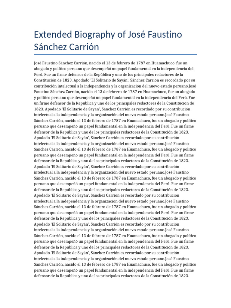 Extended Biography José Faustino Sánchez Carrión | PDF