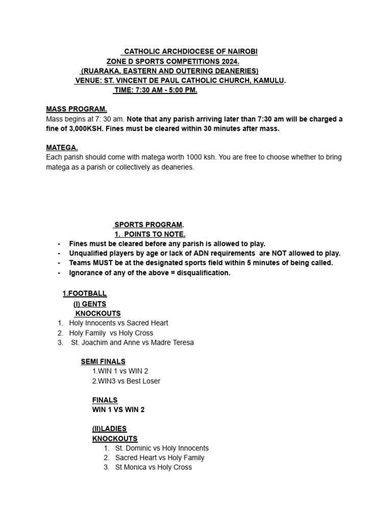 Zonal Sports 2024. | PDF