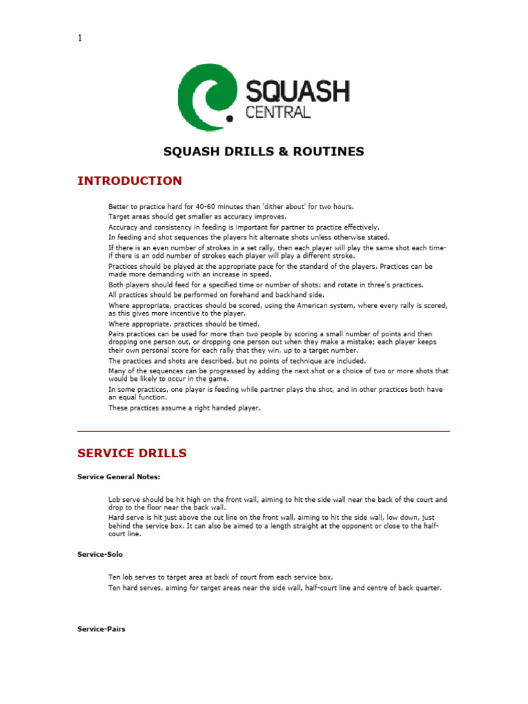 Squash Drills | PDF