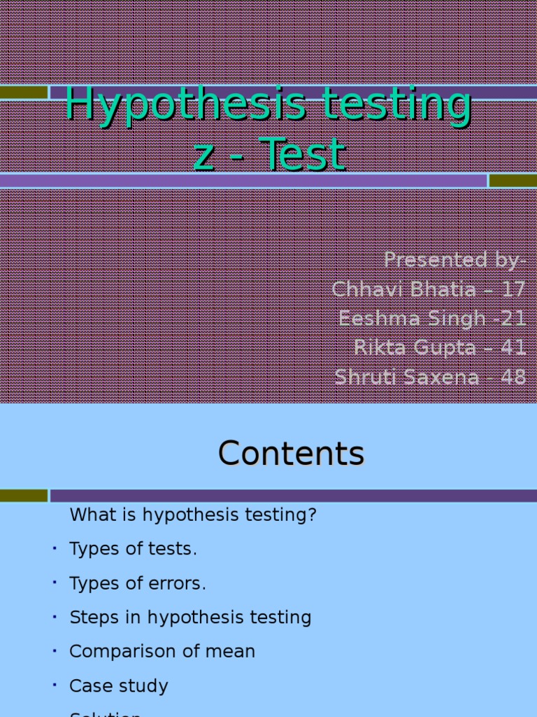 Hypothesis Testing Z - Test | PDF