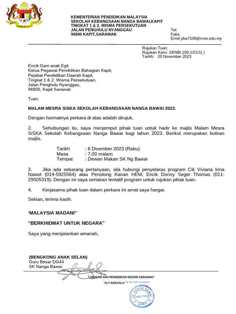 Surat Iringan Untuk PPD Kapit - 113846 | PDF