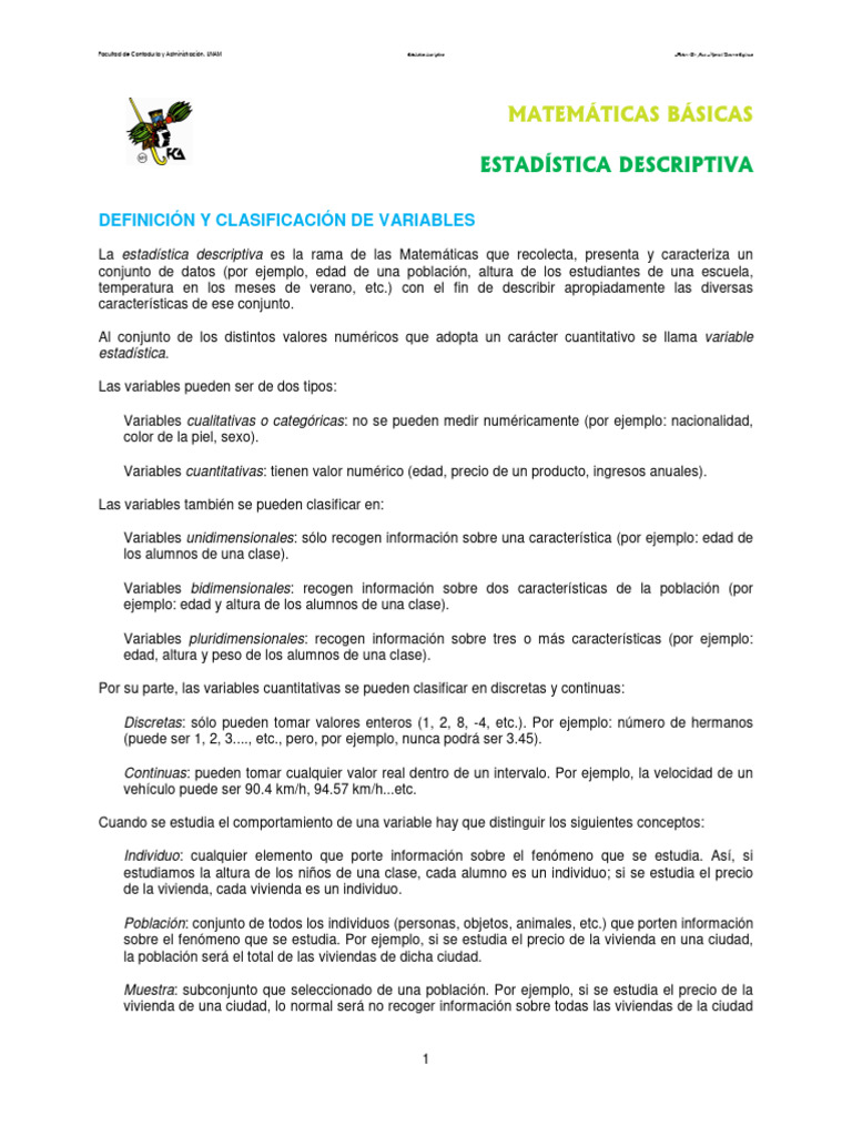 Clasificacion - de Variables - Estad - Descriptiva | PDF