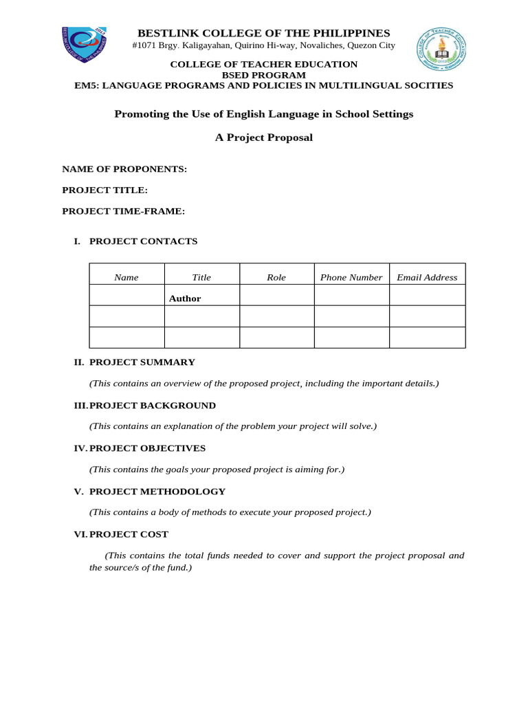 Project Proposal Template | PDF