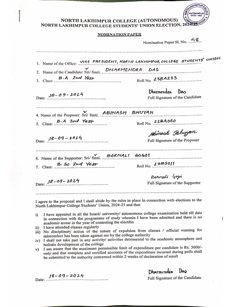 Dharmendra Das Nomination | PDF