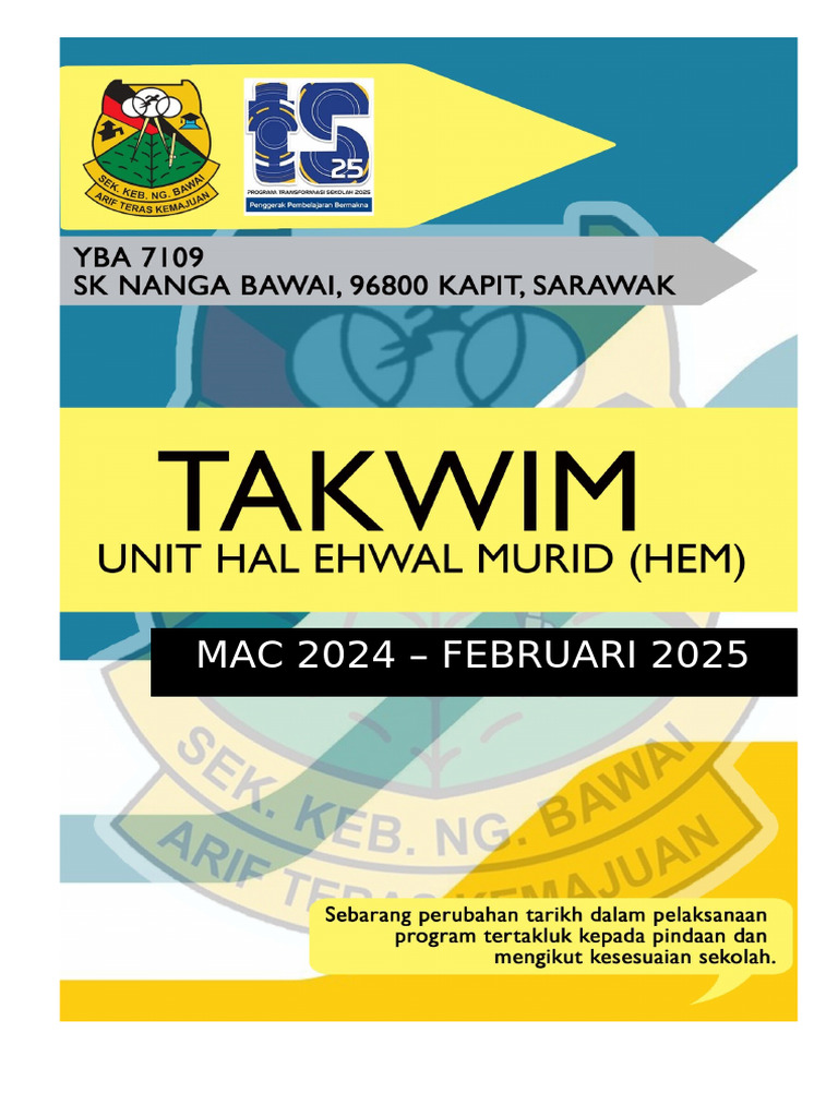 Takwim HEM SK Nanga Bawai 2024_111843 | PDF