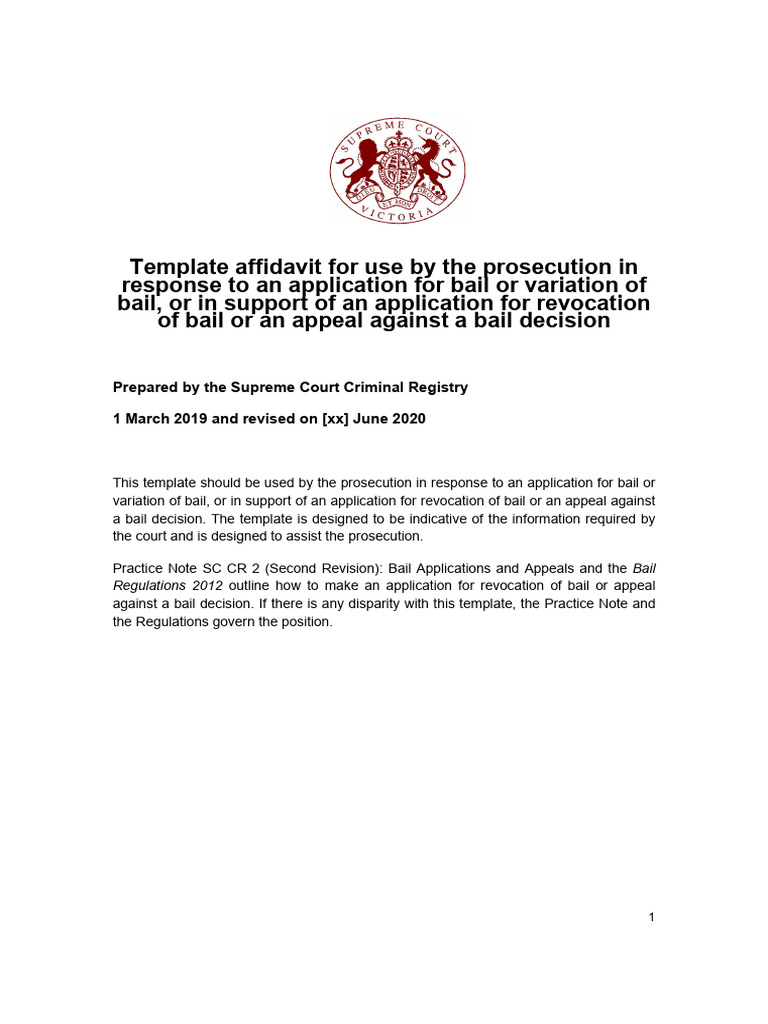 Template Bail Affidavit - Prosecution | PDF