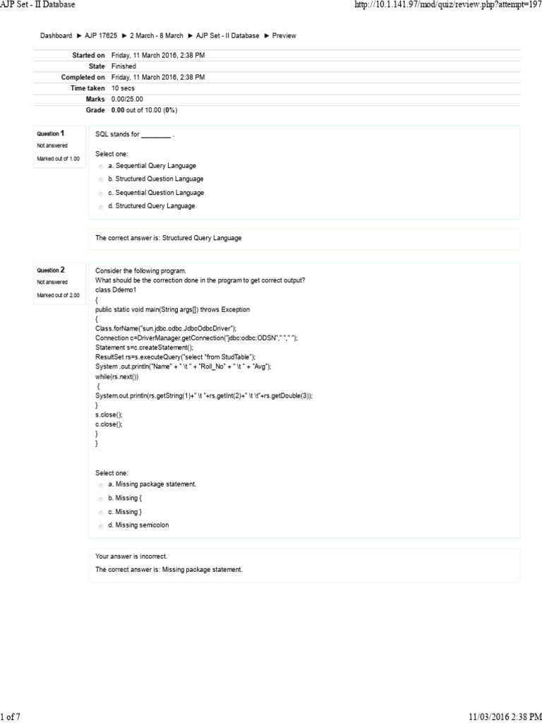 AJP Set - II Database | PDF