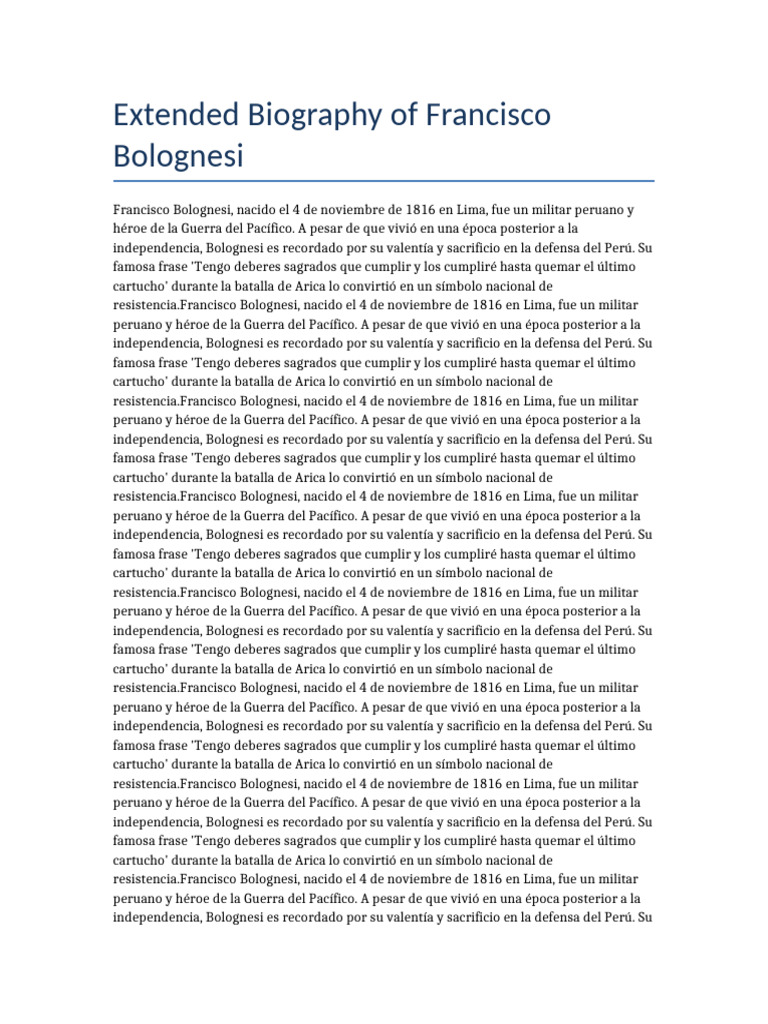 Extended Biography Francisco Bolognesi | PDF
