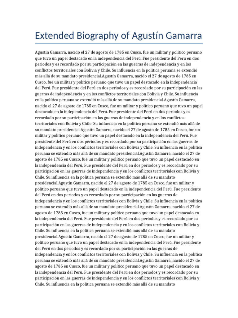 Extended Biography Agustín Gamarra | PDF