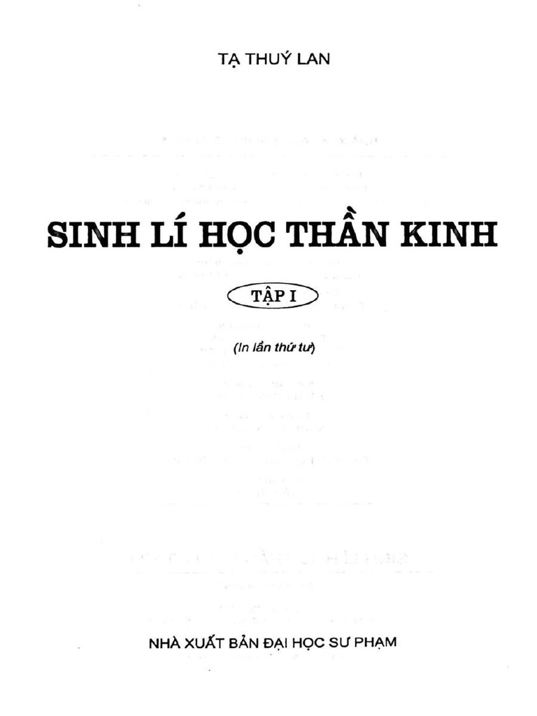 Sinh Li Hoc Than Kinh Ta Thuy Lan Tap 1 PDF | PDF