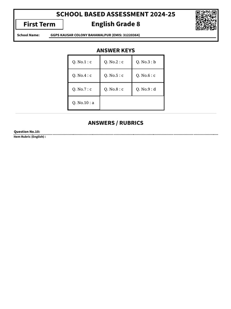 Class 8 English Key | PDF
