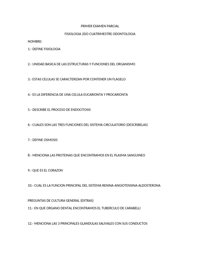 Primer Examen Parcial | PDF