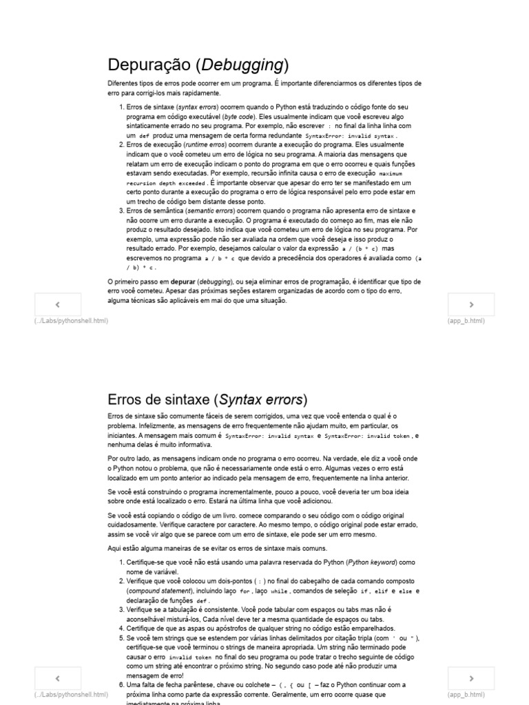 Depuração (Debugging) - Como Pensar Como Um Cientista Da Computação ...