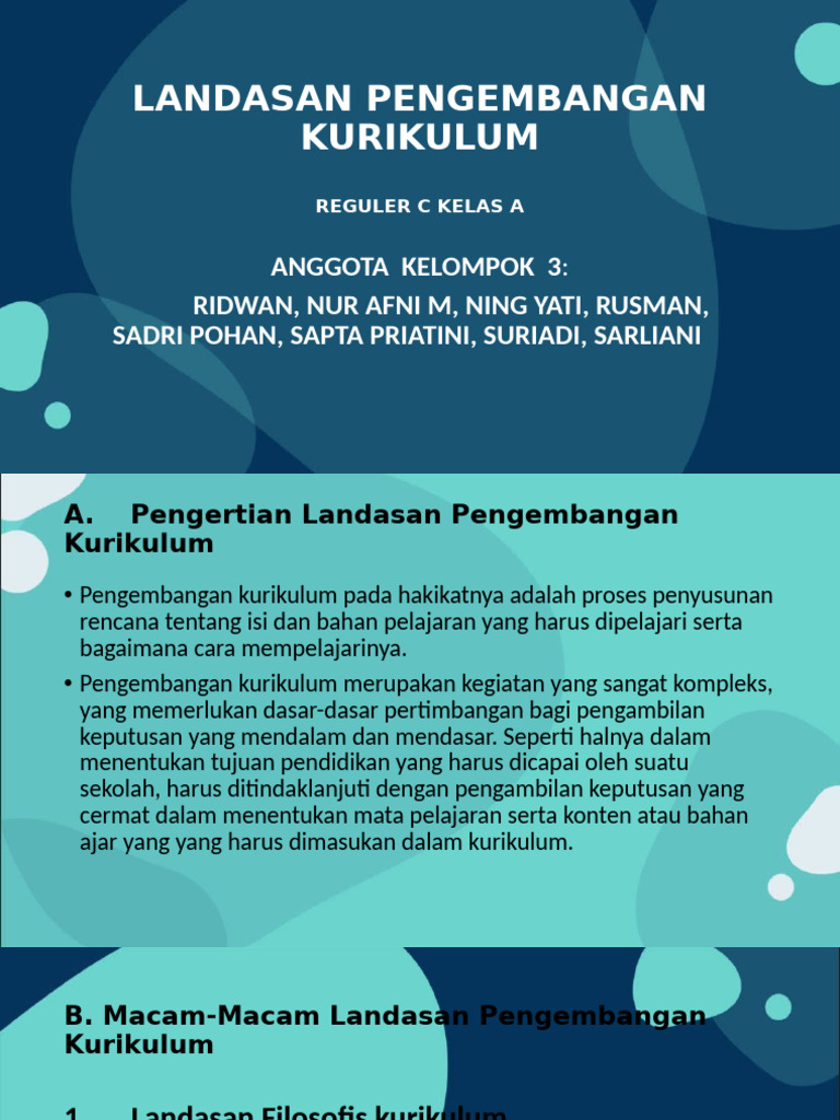 Landasan Pengembangan Kurikulum-Kelompok 3 | PDF