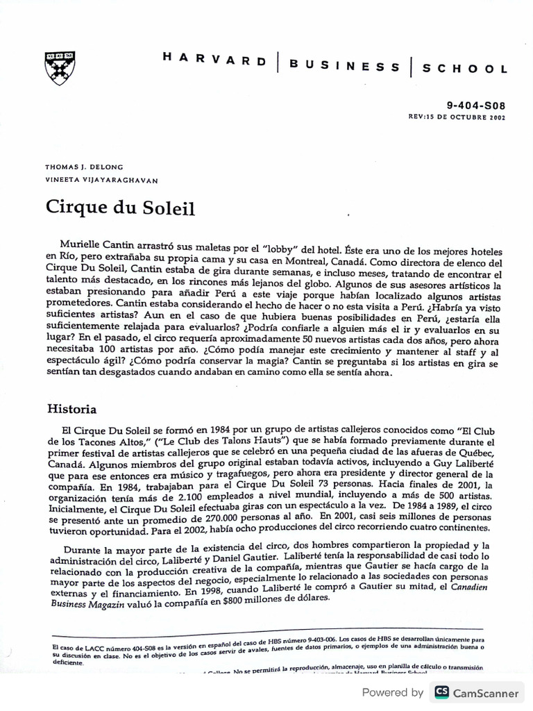 Caso Cirque Du Soleil | PDF