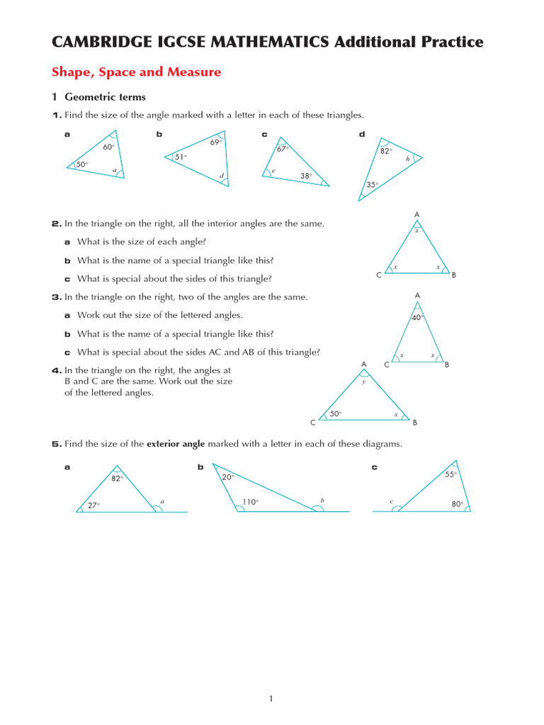 Cambridge Shape Questions | PDF