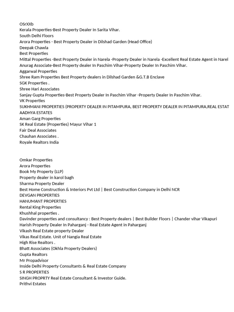 Property Dealers Data | PDF