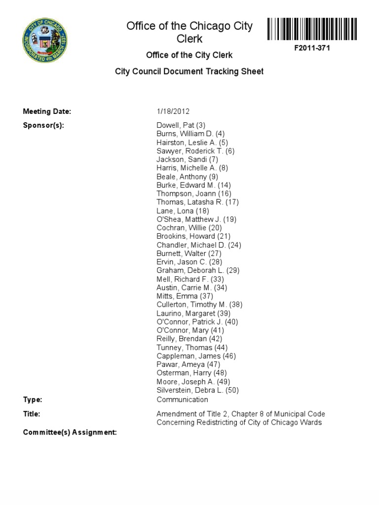 Office of The City Clerk City Council Document Tracking Sheet | PDF ...