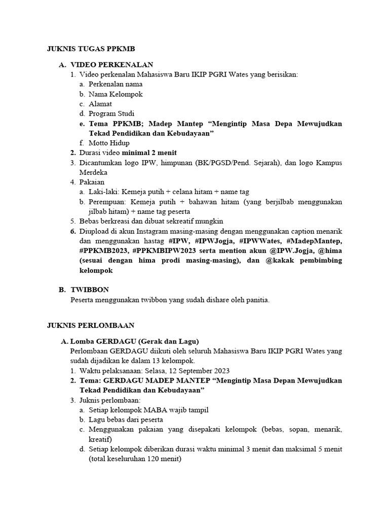 Juknis Tugas PKKMB | PDF