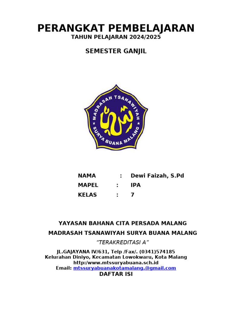 RPE DAN PROTA 2024-2025 Kls 7 SMT 1 Dan 2 - K Merdeka SDH | PDF