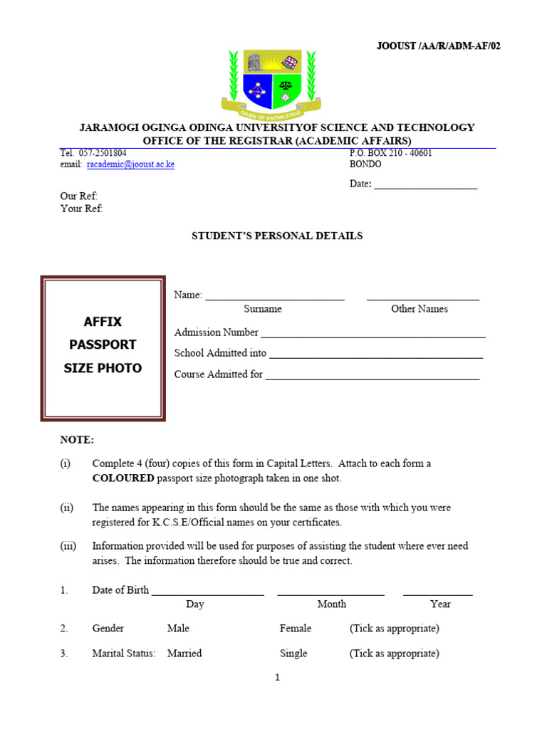 Students Personal Details. | PDF