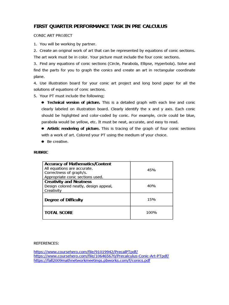 Performance Task-First Quarter | PDF