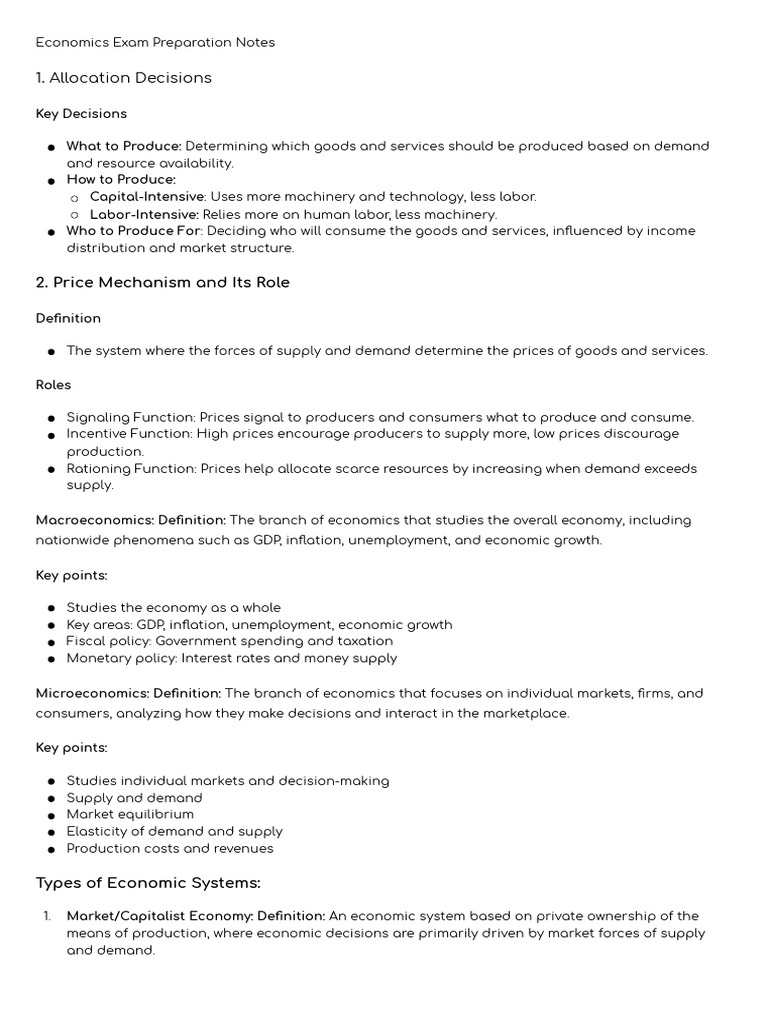 Economics Exam Prep Guide | PDF | Demand | Supply (Economics)