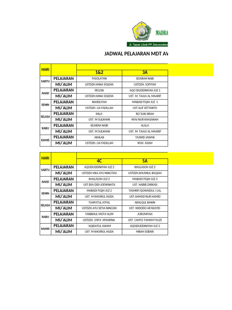 Jadwal Ula Baru 24-25-1 | PDF