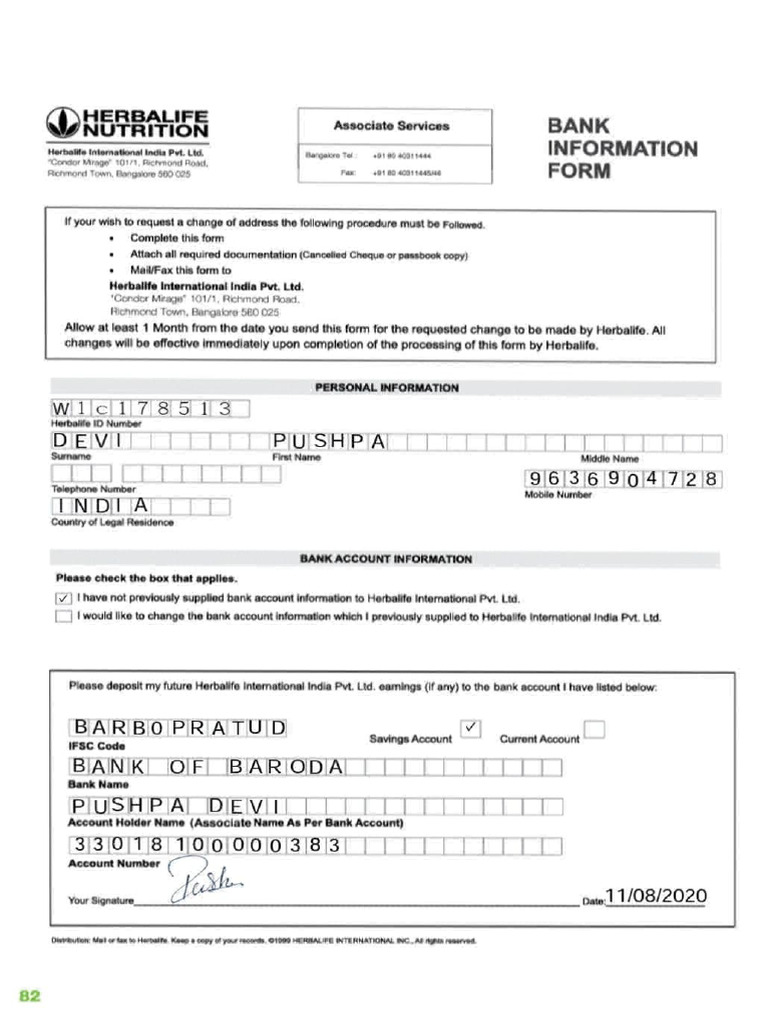 bank information form 2020 | PDF