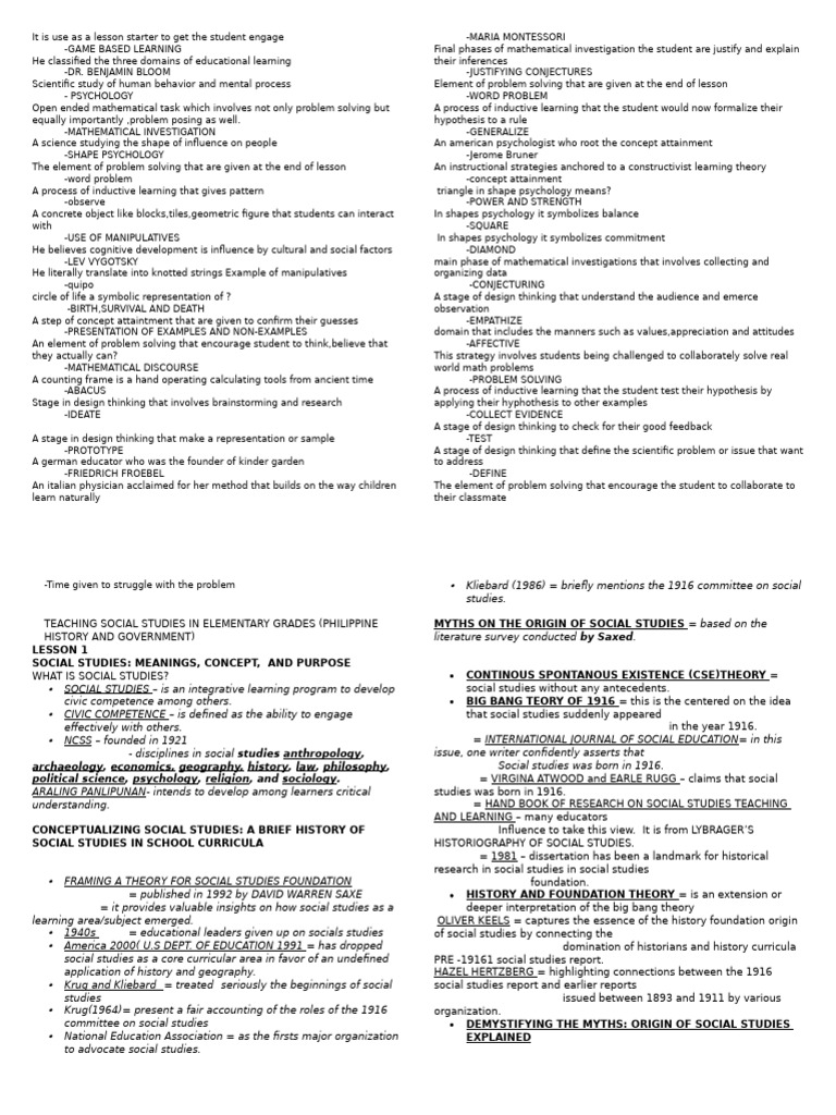 Math and Social Studies Prelim Reviewer | PDF