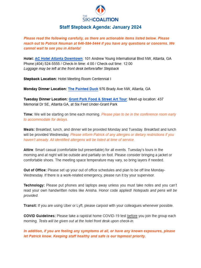 Stepback Atlanta Agenda - Jan 2024 | PDF
