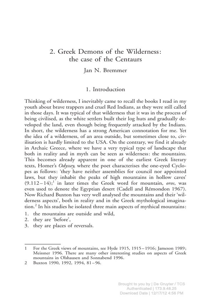 Greek Demons of The Wilderness The Case | PDF