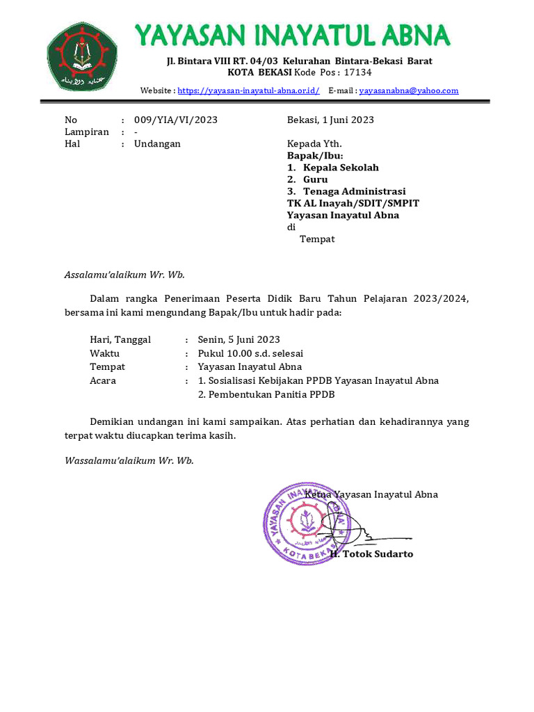 009_2023 Surat Undangan Sosialisasi Kebijakan PPDB | PDF