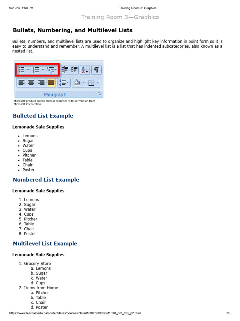 Bullets, Numbering, and Multilevel Lists Notes | PDF | Typefaces | Art