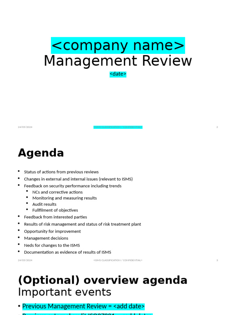 ISO27001 - Management Review Template 202405 | PDF